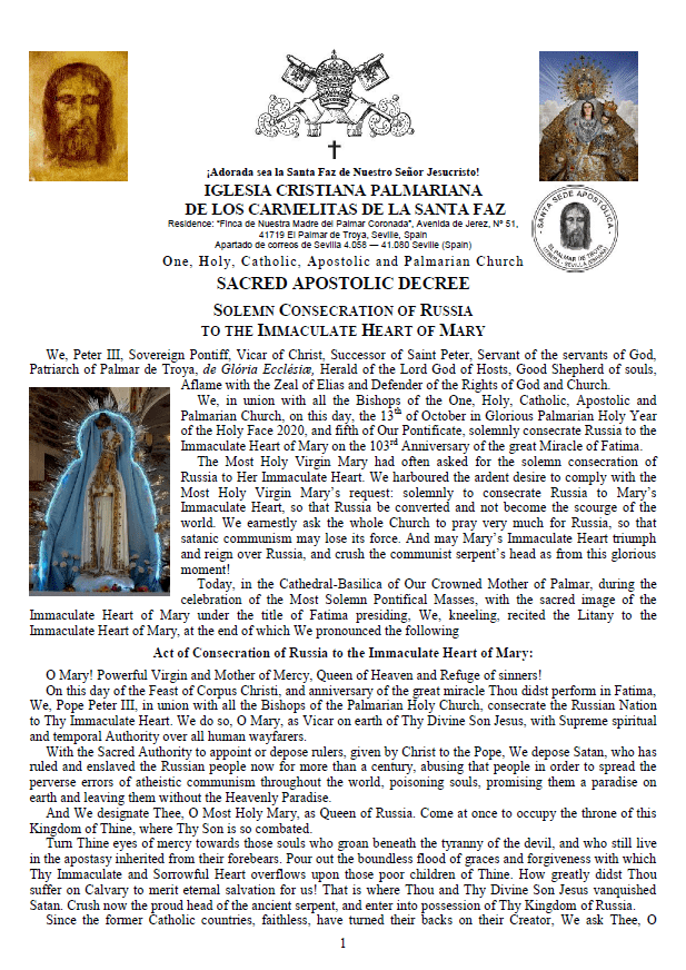 His Holiness Pope Peter III – Iglesia Catolica Palmariana